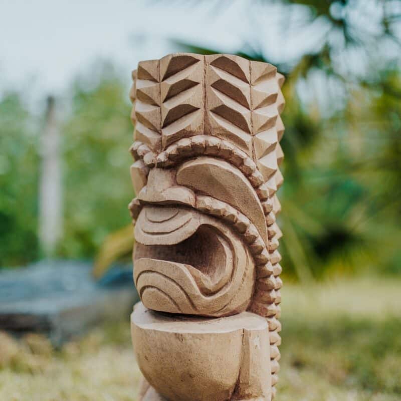 Tiki bois - Totem en bois sculpté, statue de polynésie en bois