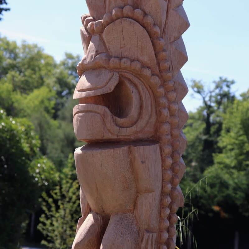 Tiki bois - Totem en bois sculpté, statue de polynésie en bois